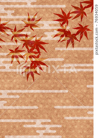 Autumn leaves maple Japanese pattern background - Stock Illustration ...
