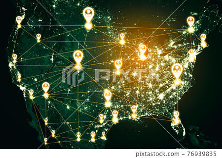 USA People network and national connection in...-插圖素材 [76939835] - PIXTA圖庫