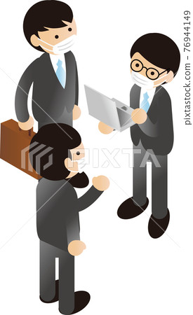 Business isometric mask male conversation copy... - Stock Illustration ...
