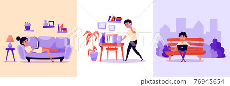 Freelance Work Cartoon Concept - Stock Illustration [76945654] - PIXTA