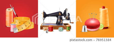 Sewing Machine Square Set - Stock Illustration [76951384] - PIXTA