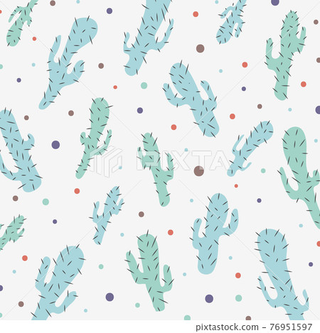 Hand drawn cactus pastels color pattern... - Stock Illustration ...