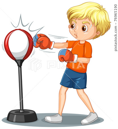 Cartoon character of a boy punching reflex bag - Stock Illustration ...