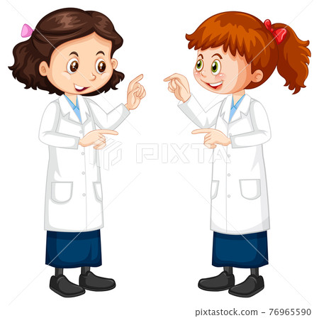 Two young scientist talking each other - Stock Illustration [76965590 ...