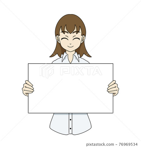 A woman with a board smiles - Stock Illustration [76969534] - PIXTA