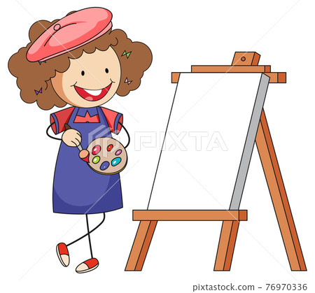 Little artist cartoon character with blank... - Stock Illustration ...