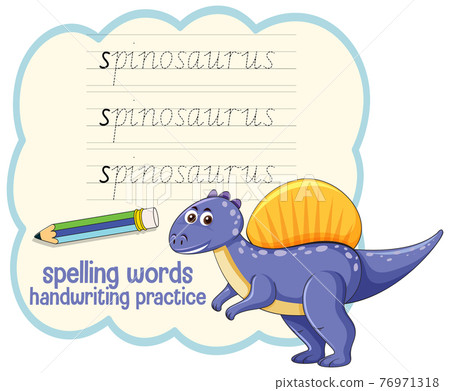Spelling words dinosaur handwriting practice... - Stock Illustration ...