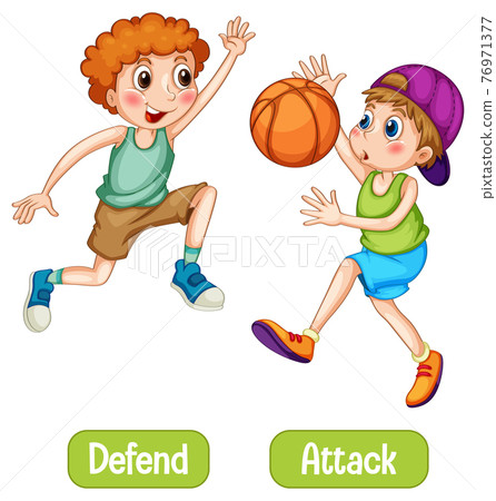 Opposite words with defend and attack - Stock Illustration [76971377 ...