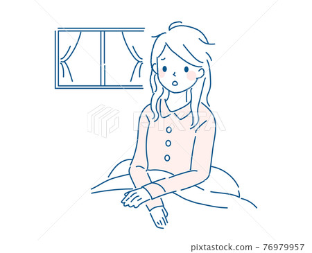 Illustration of a woman with poor sleep,... - Stock Illustration ...
