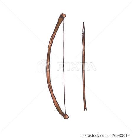 Bow and arrow, primitive weapon drawing... - Stock Illustration ...