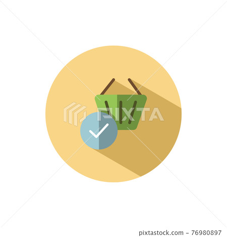 Shopping basket. Check mark. Flat icon in a...-插圖素材 [76980897] - PIXTA圖庫