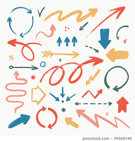 Abstract arrow icons set. Various doodle arrows...-插圖素材 [76988546 ...