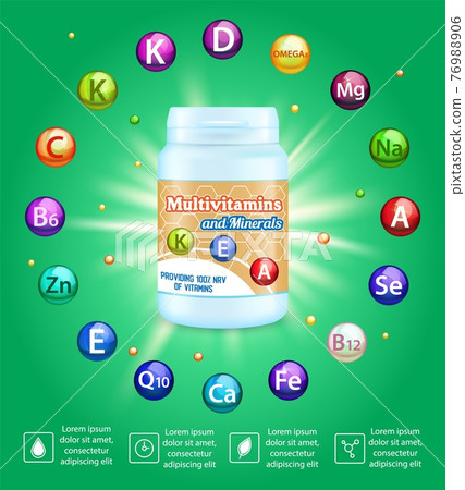 Multivitamin complex advertising vector poster... - Stock Illustration ...