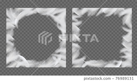 Feathers frame set vector realistic illustration - Stock Illustration ...