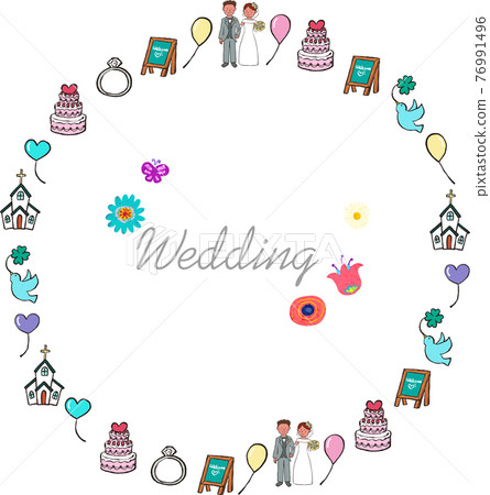 Clear main line wedding round frame with letters - Stock Illustration ...