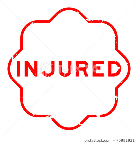 Grunge red injured word rubber seal stamp on... - Stock Illustration ...