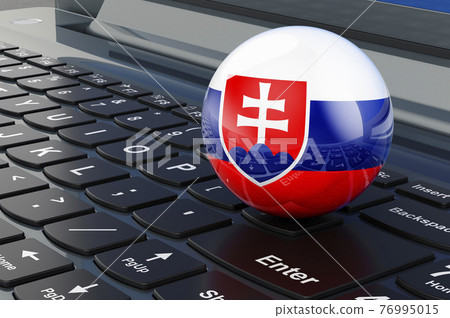 Slovak flag on laptop keyboard. Online...-插圖素材 [76995015] - PIXTA圖庫