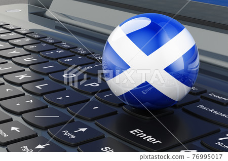 Scottish flag on laptop keyboard. Online...-插圖素材 [76995017] - PIXTA圖庫