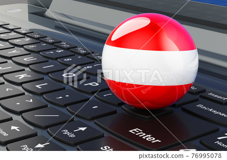 Austrian flag on laptop keyboard. Online... - Stock Illustration ...