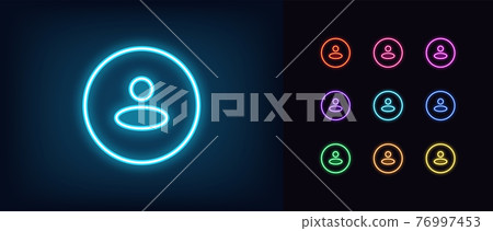 Neon user avatar icon. Glowing neon person...-插圖素材 [76997453] - PIXTA圖庫