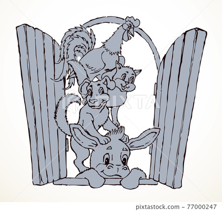 Vector drawing. The Bremen Town Musicians - Stock Illustration ...