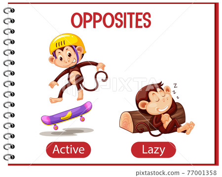 Opposite words with active and lazy - Stock Illustration [77001358] - PIXTA