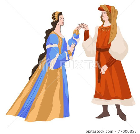 Romantic couple of old times, man and woman vector - Stock Illustration ...