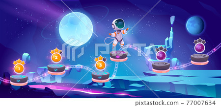 Space game, mobile arcade with astronaut jump - Stock Illustration [77007634] - PIXTA