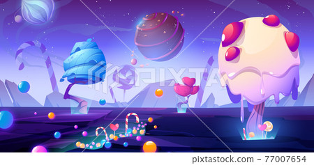 Candy planet cartoon poster with sweets - Stock Illustration [77007654 ...