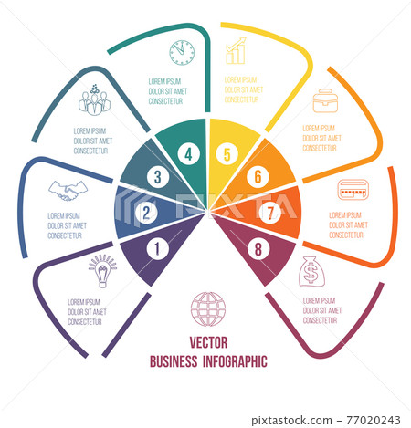 Pie chart Infographic colourful lines with text... - Stock Illustration ...