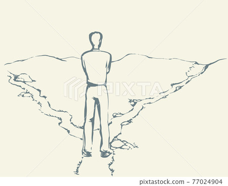 Man at the crossroads. Vector drawing - Stock Illustration [77024904 ...