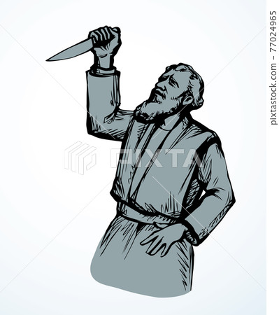 Abraham makes a sacrifice. Vector drawing - Stock Illustration ...