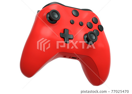 Realistic red video game controller on white... - Stock Illustration ...