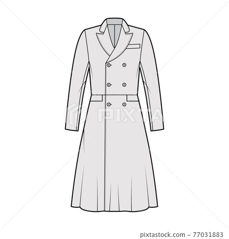 Frock coat technical fashion illustration with... - Stock Illustration ...
