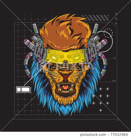 Cyberpunk Futuristic Lion Illustration suitable...-插圖素材 [77032968 ...