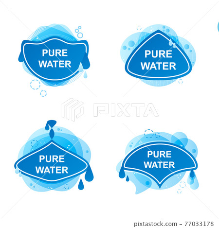 Pure Water Label Badge Sign Set Concept. Vector - Stock Illustration ...