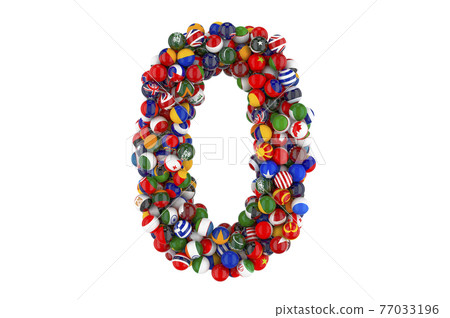 Number 0 from flags of different countries, 3D... - Stock Illustration ...