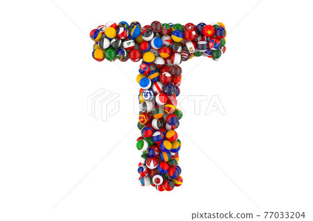 Letter T from flags of different countries, 3D... - Stock Illustration ...