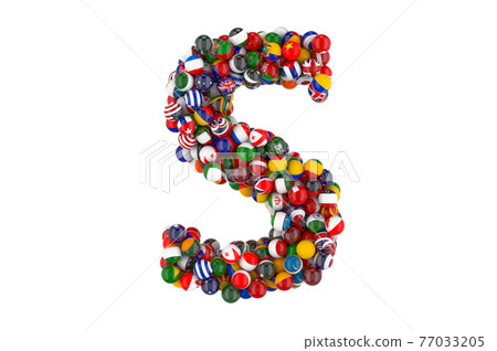 Letter S from flags of different countries, 3D... - Stock Illustration ...