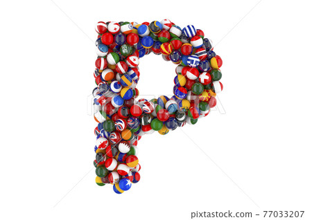 Letter P from flags of different countries, 3D... - Stock Illustration ...