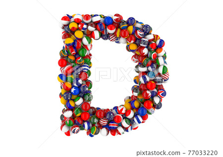 Letter D from flags of different countries, 3D... - Stock Illustration ...