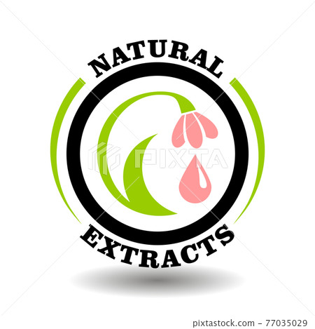 Natural floral extract ingredients stamp with... - Stock Illustration ...