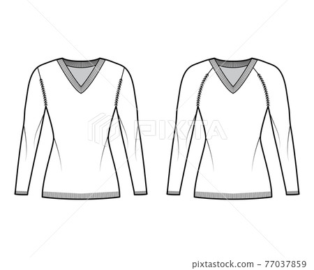 Set of V-neck Sweaters technical fashion... - Stock Illustration ...