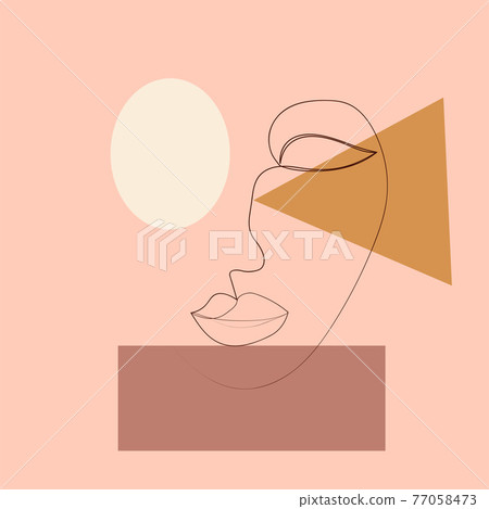 Contemporary continuous one line drawing. Decor... - Stock Illustration ...