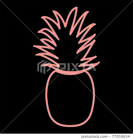 Neon pineapple the red color vector illustration - Stock Illustration ...
