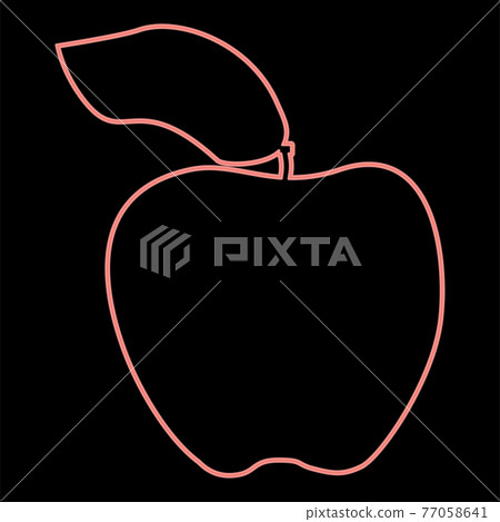 Neon apple the red color vector illustration flat -插圖素材 [77058641 ...