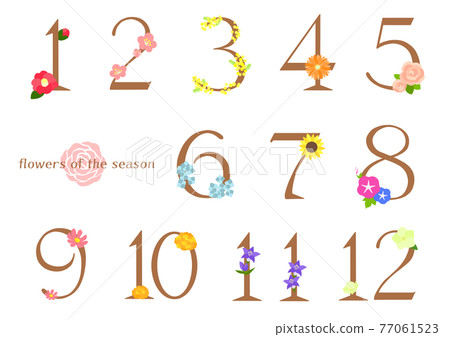 Seasonal flower and number icon set - Stock Illustration [77061523] - PIXTA