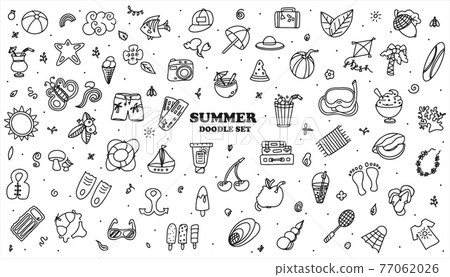 A Big vector doodle summer set. Hand draw... - Stock Illustration ...