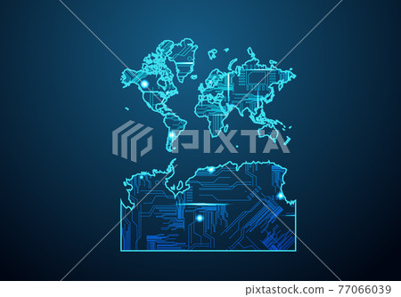 Abstract futuristic map of world With... - Stock Illustration [77066039 ...