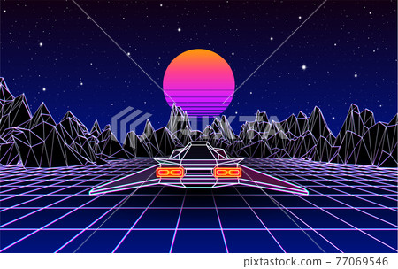 Arcade space ship flying to the sun over the...-插圖素材 [77069546] - PIXTA圖庫